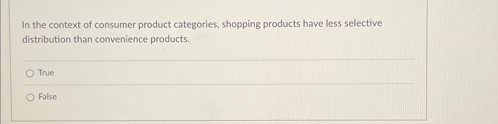 Solved In the context of consumer product categories, | Chegg.com