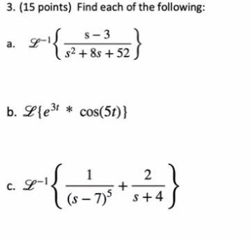 Solved 3. (15 points) Find each of the following: a. | Chegg.com