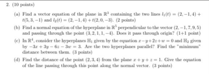 Solved (a) Find a vector equation of the plane in R3 | Chegg.com