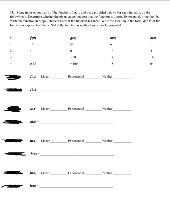 Solved 13. Some input-output pairs of the functions f, g, h, | Chegg.com