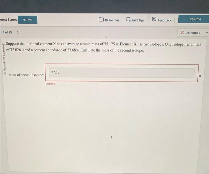 Solved Suppose that fictional element X has an average | Chegg.com
