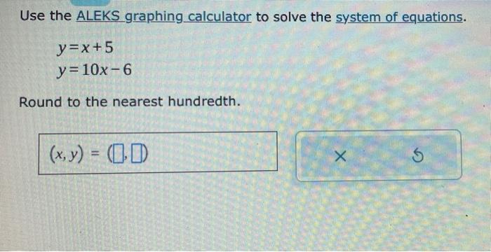 Solved Use the ALEKS graphing calculator to solve the system | Chegg.com