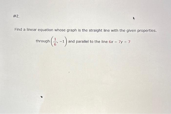 Solved Find a linear equation whose graph is the straight | Chegg.com