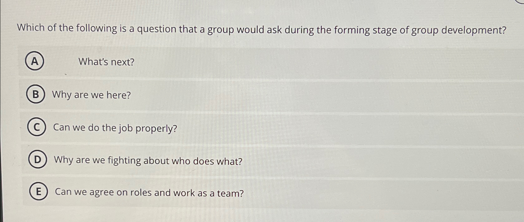 Solved Which of the following is a question that a group | Chegg.com