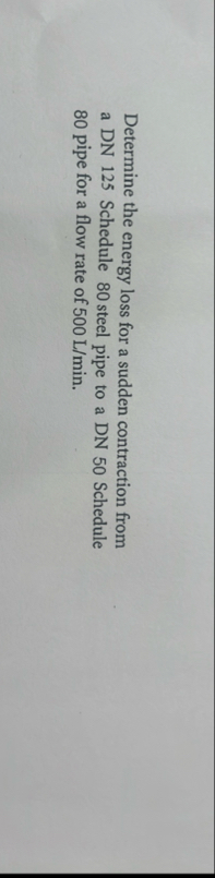 Solved Determine the energy loss for a sudden contraction | Chegg.com