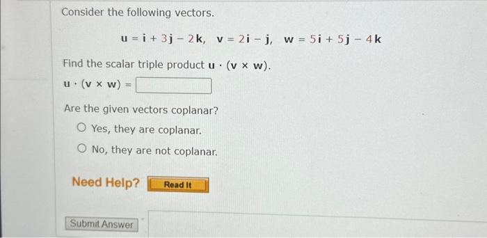 Solved Consider the following vectors. | Chegg.com