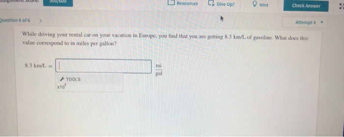 Solved S00/b00 C Give Up? Hint Resources Check Answer KA KY | Chegg.com