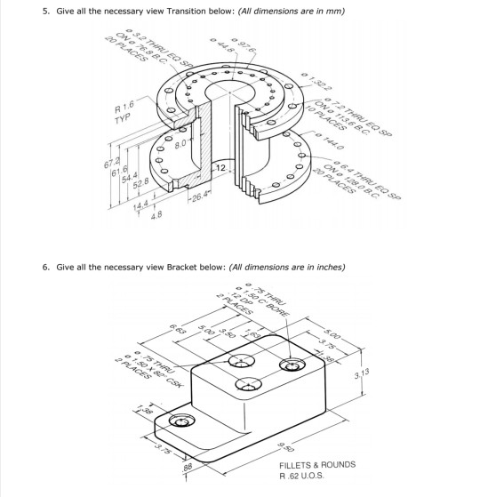 Solved DS CATIA V5 (Drafting) Give the dimensions, title box | Chegg.com