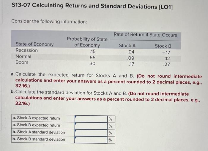 Solved S13-07 Calculating Returns and Standard Deviations | Chegg.com