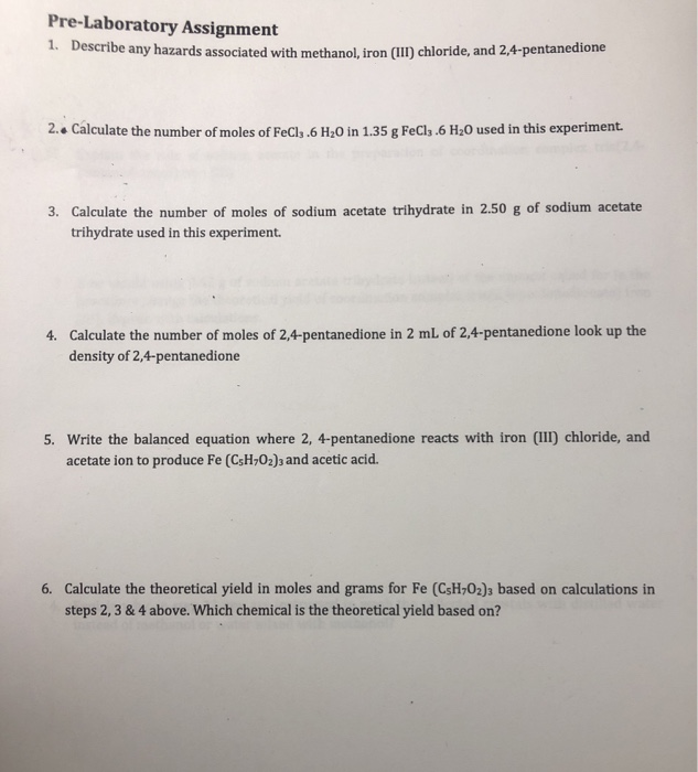 Solved Pre-Laboratory Assignment 1. Describe any hazards | Chegg.com