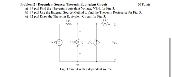 Solved Problem 2 - Dependent Source: Thevenin Equivalent | Chegg.com