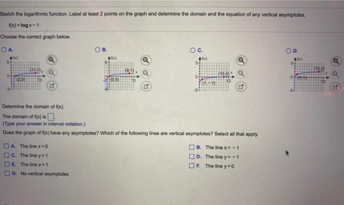 Solved Sketch the logarithmic function. Label at least 2 | Chegg.com