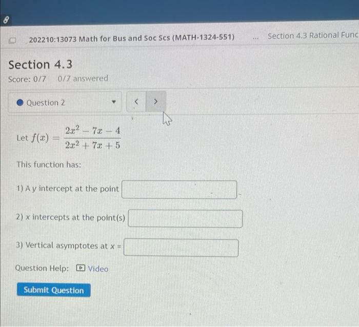 Solved 202210:13073 Math for Bus and Soc SCS (MATH-1324-551) | Chegg.com
