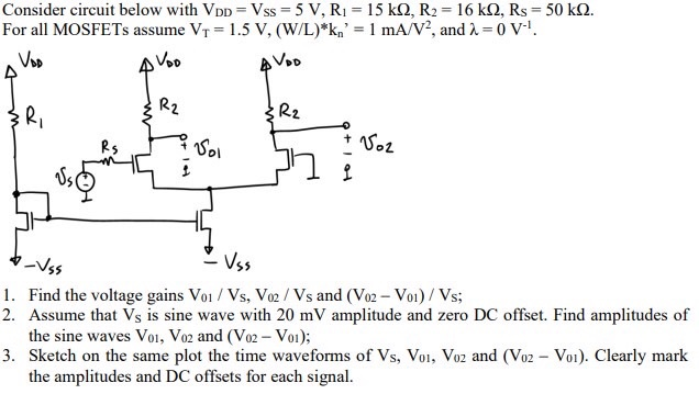 Solved Consider circuit below with Vpp = Vss = 5 V, R1 = 15 | Chegg.com