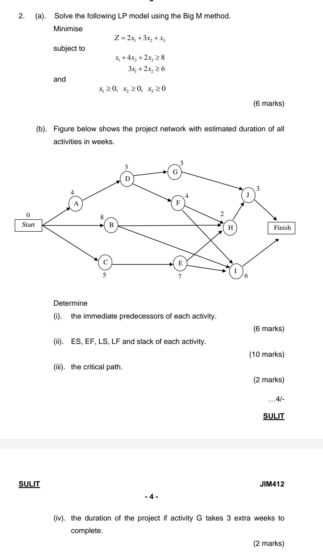 Solved (a). Solve the following LP model using the Big M | Chegg.com