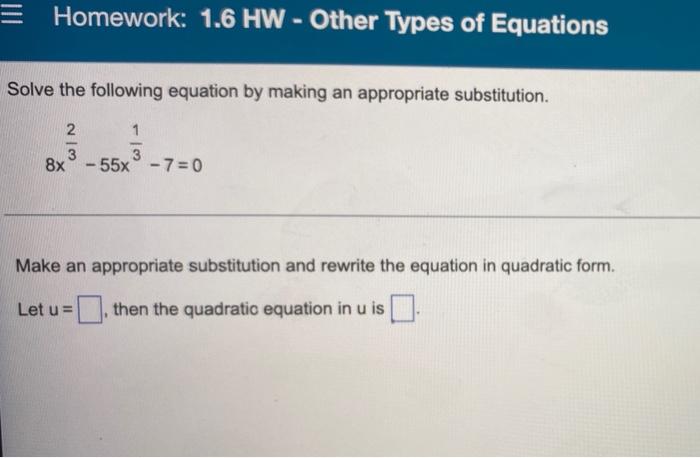 Solved Homework: 1.6 HW - Other Types of Equations Solve the | Chegg.com