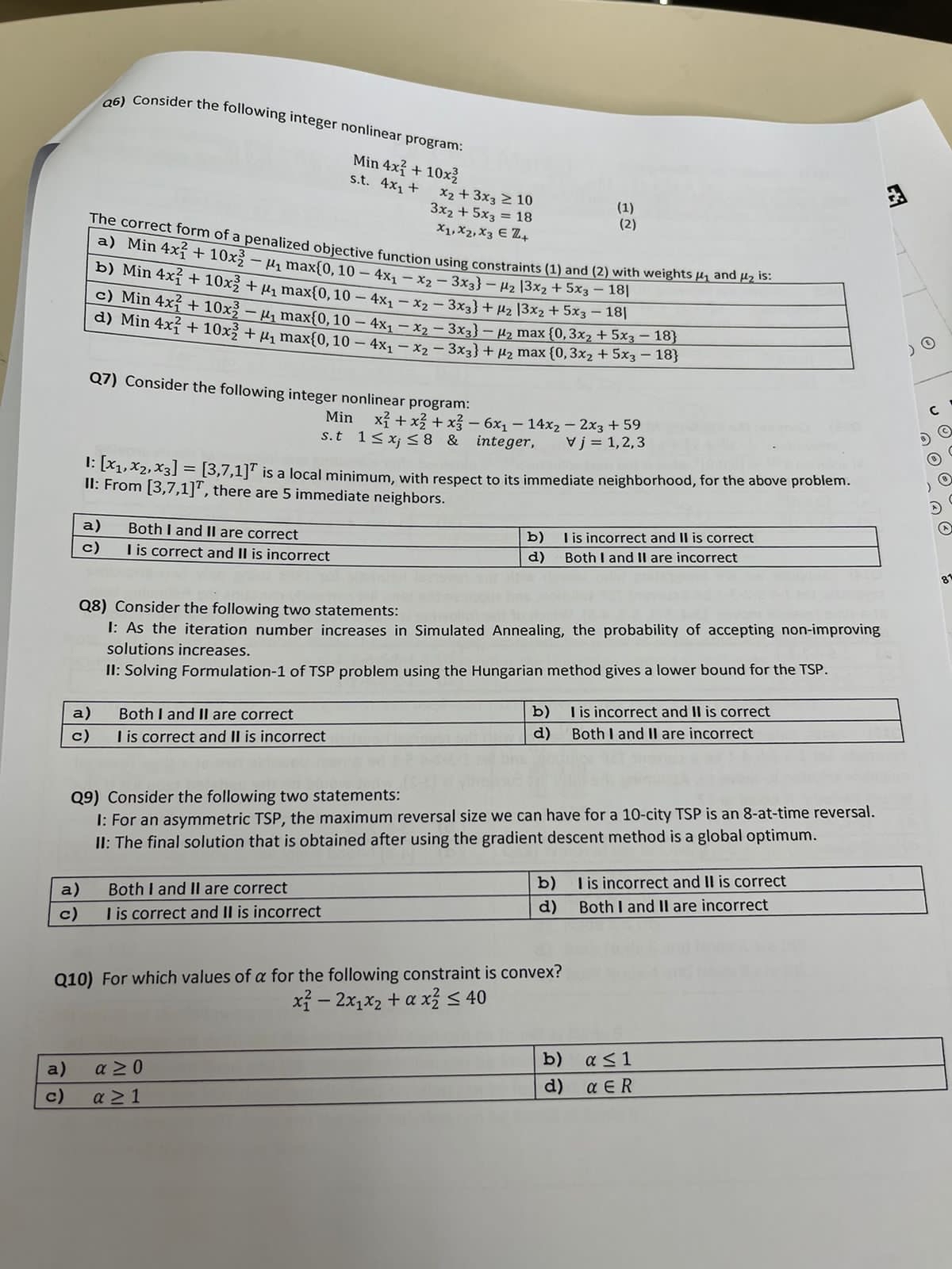 Solved Operation Research a6) ﻿Consider the following | Chegg.com