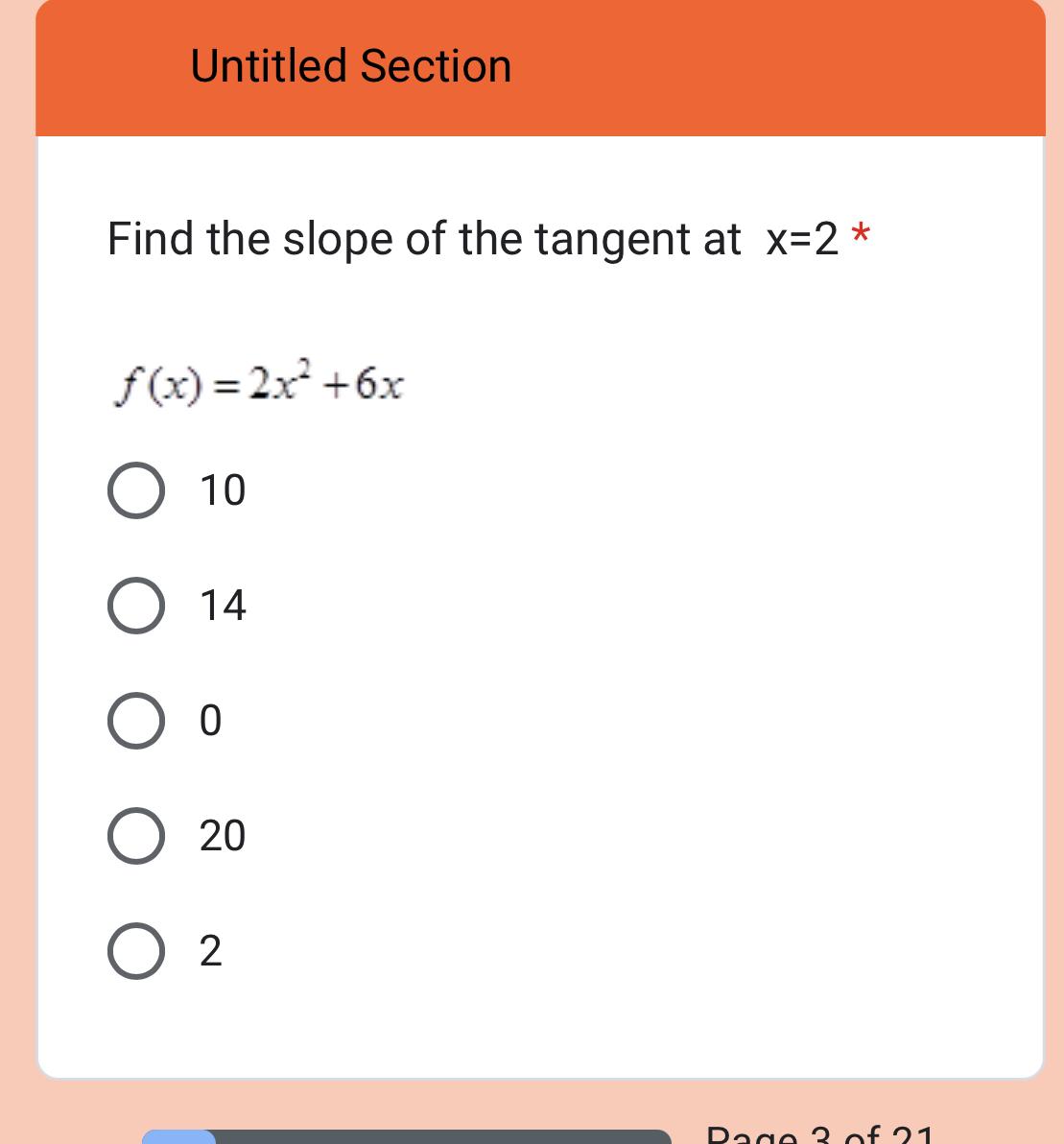 Solved Untitled SectionFind the slope of the tangent at x=2 | Chegg.com