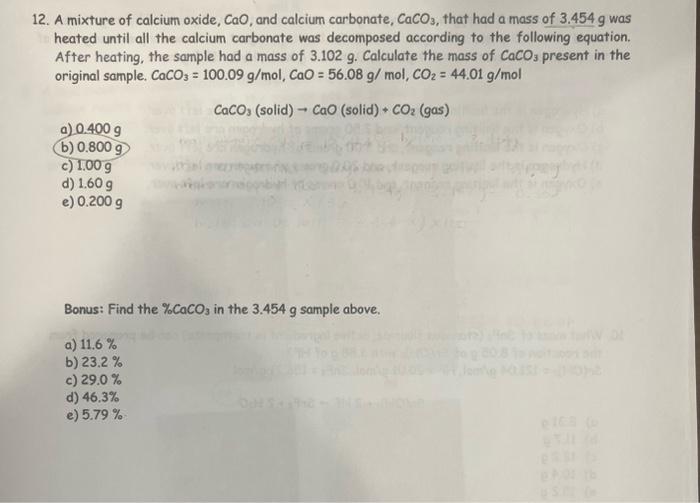 Solved 2. A mixture of calcium oxide, CaO, and calcium | Chegg.com