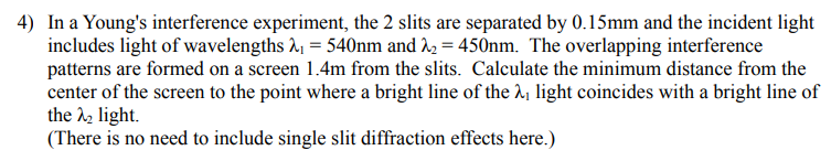 Solved In a Young's interference experiment, the 2 ﻿slits | Chegg.com
