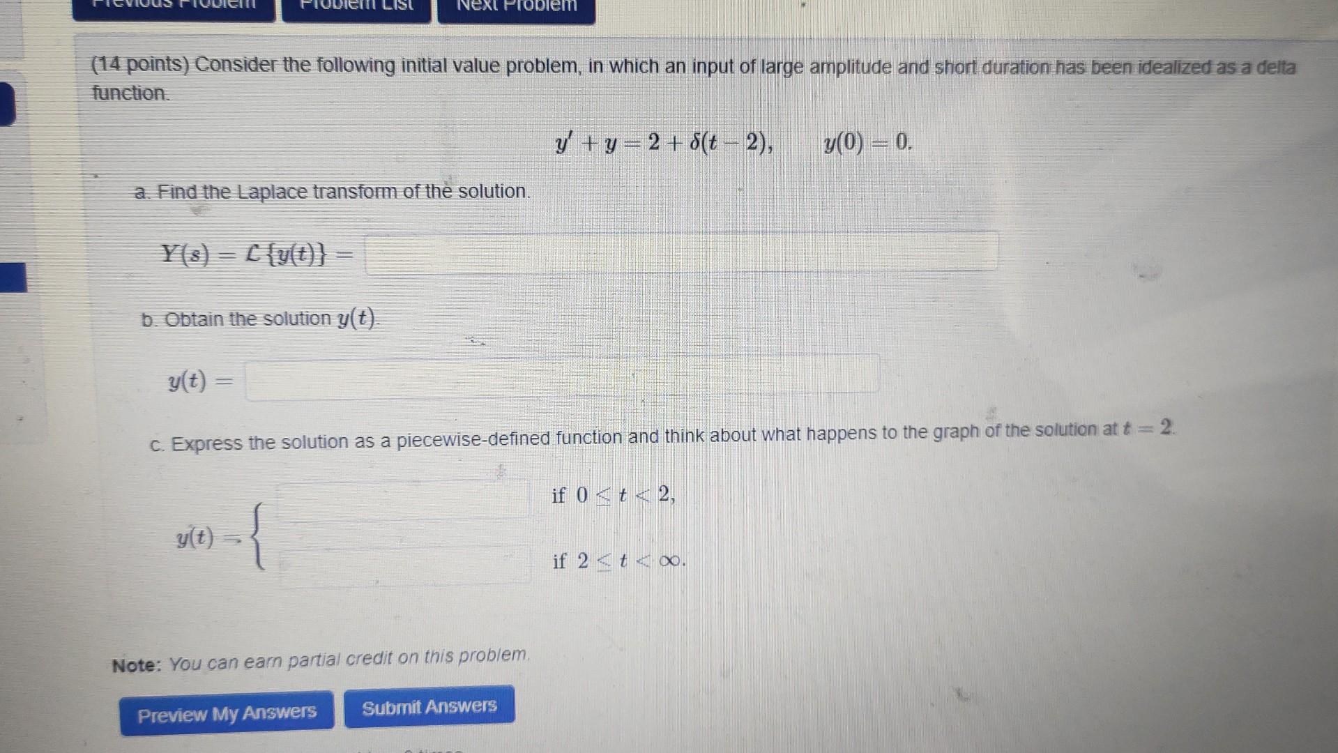 Solved 14 points) Consider the following initial value | Chegg.com
