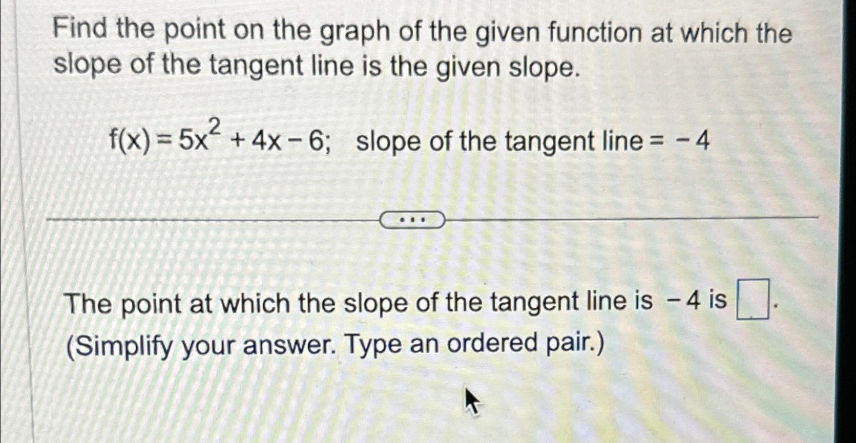 Solved Find the point on the graph of the given function at | Chegg.com