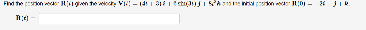 Solved Find the position vector R(t) ﻿given the velocity | Chegg.com