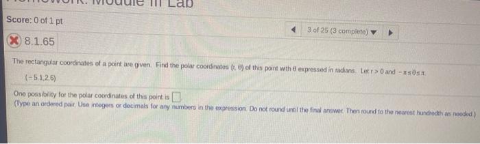 Solved Lad Score: 0 of 1 pt 3 of 25 (3 completo) X 8.1.65 | Chegg.com
