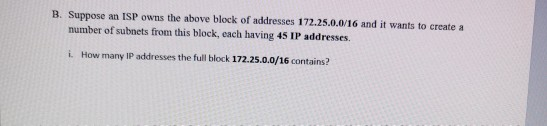 Solved B. Suppose an ISP owns the above block of addresses | Chegg.com