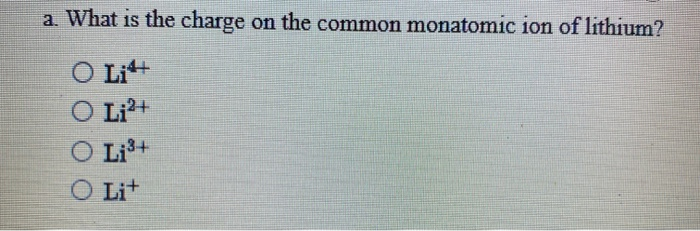 Solved a. What is the charge on the common monatomic ion of | Chegg.com