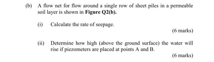 Solved (b) A flow net for flow around a single row of sheet | Chegg.com