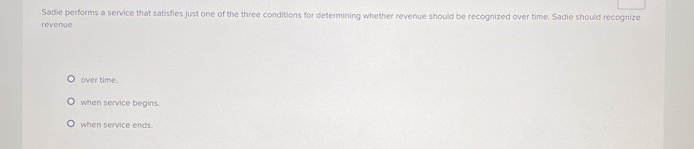 Solved Sadie performs a service that satisfies just one of | Chegg.com