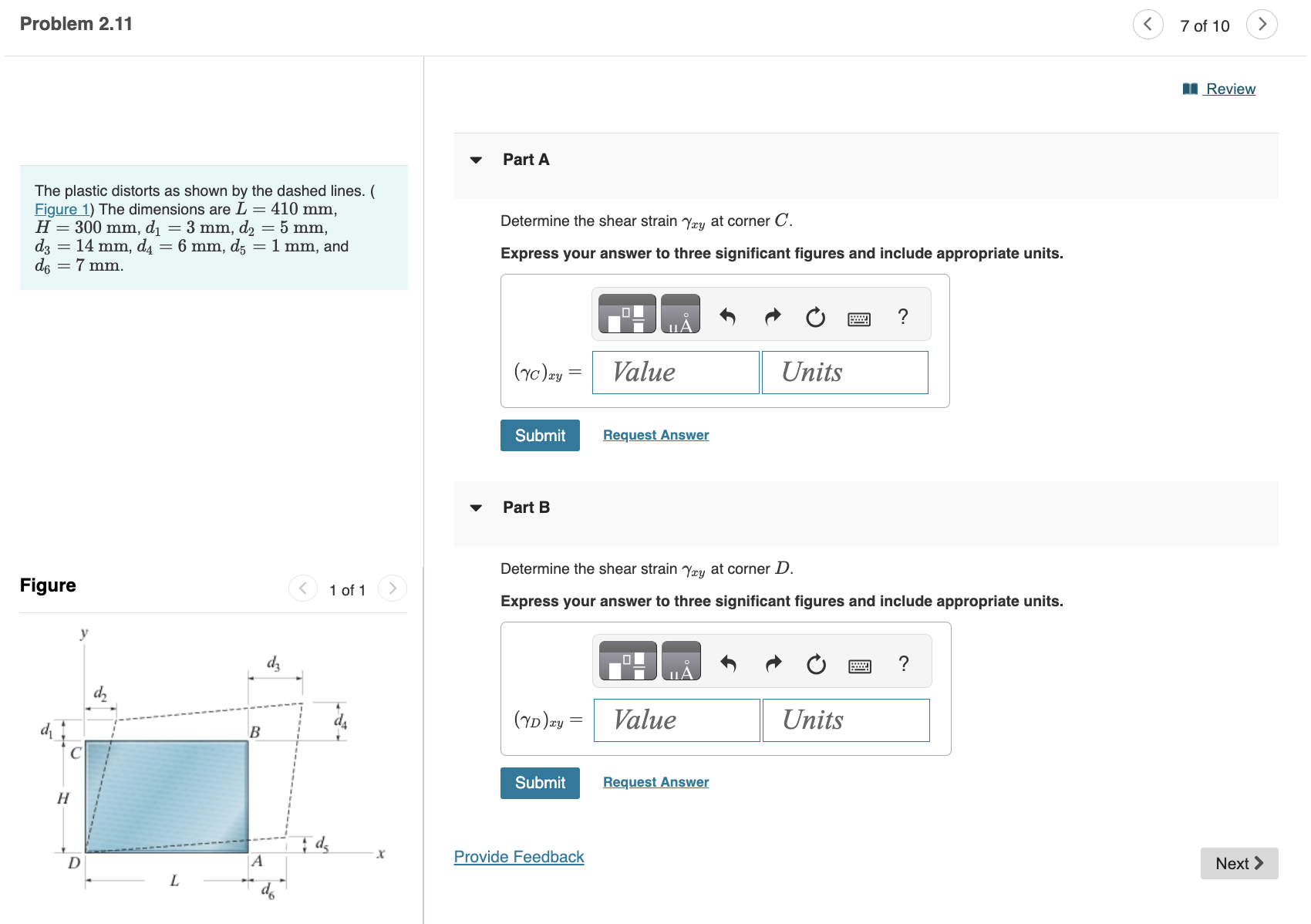 Solved Part AThe plastic distorts as shown by the dashed | Chegg.com