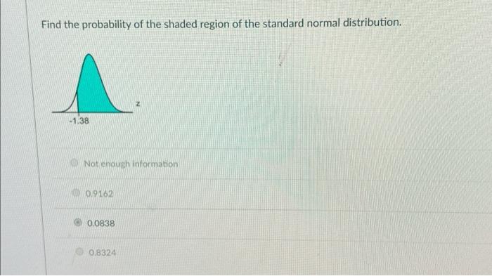 Solved Find the probability of the shaded region of the | Chegg.com