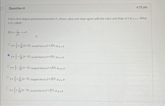 Solved Find a first-degree polynomial function P1 whose | Chegg.com