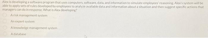 Solved Alex is developing a software program that uses | Chegg.com