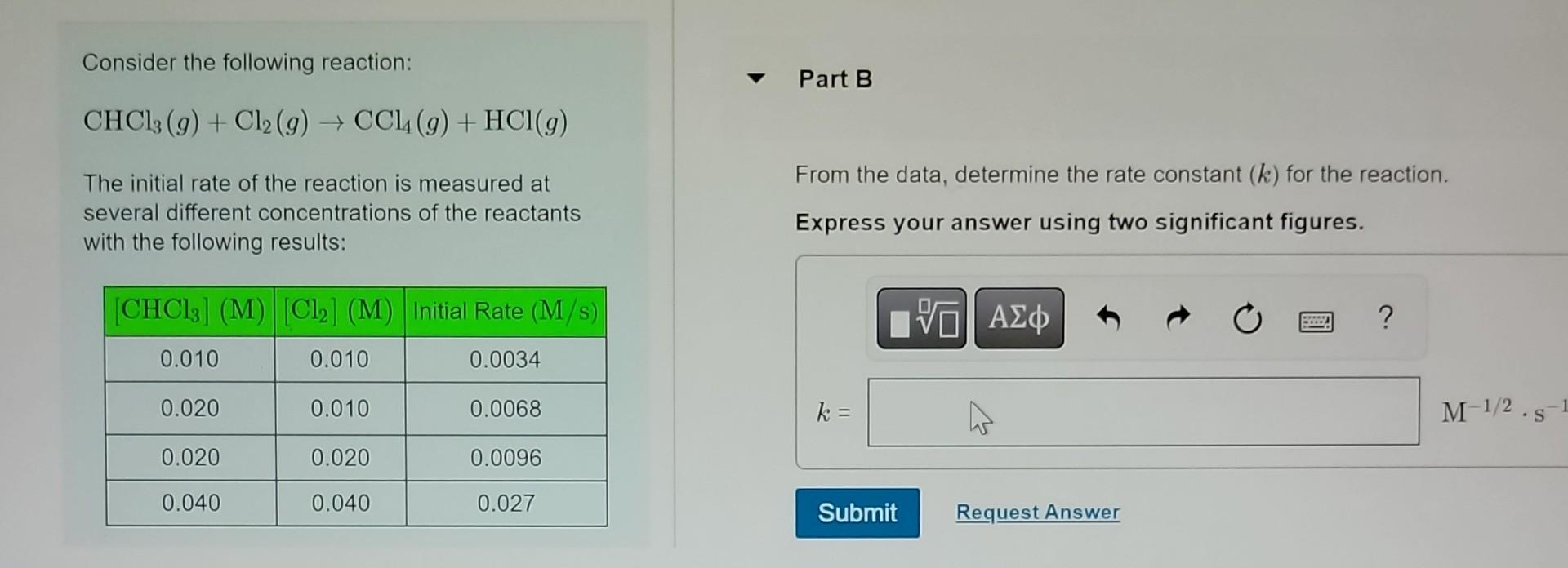 Solved Consider the following reaction: Part B | Chegg.com