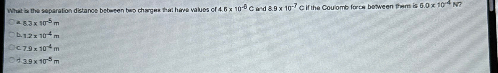 Solved What is the separation distance between two charges | Chegg.com