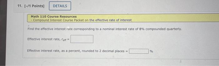 Solved 11. [-/1 Points] DETAILS Math 110 Course Resources | Chegg.com