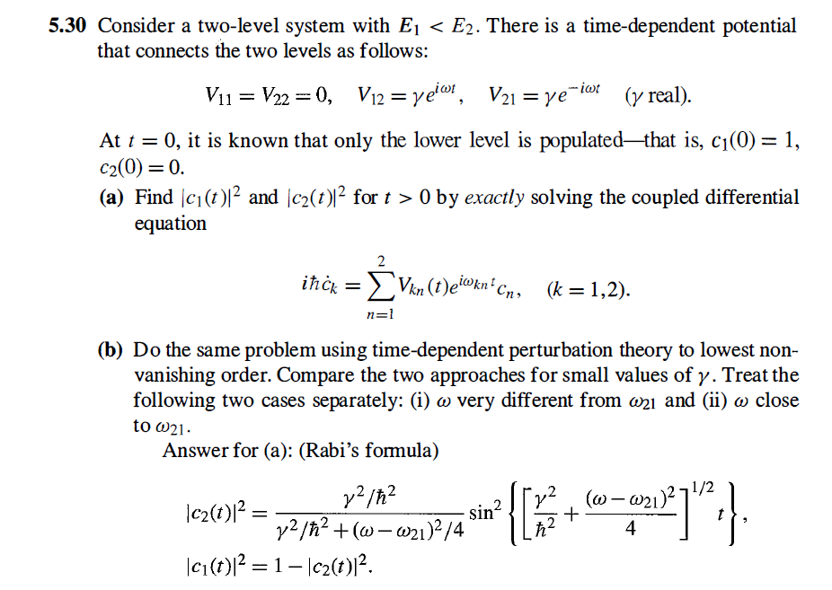 Solved 5.30 ﻿Consider a two-level system with | Chegg.com