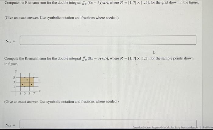 Solved Compute the Riemann sum for the double integral | Chegg.com