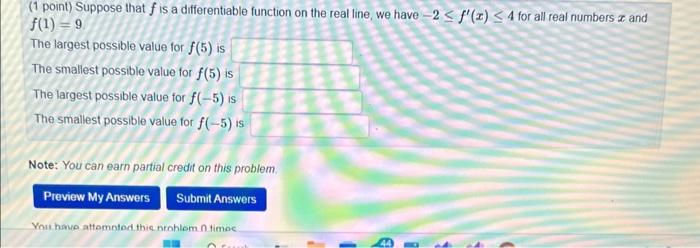 Solved (1 point) Suppose that f is a differentiable function | Chegg.com