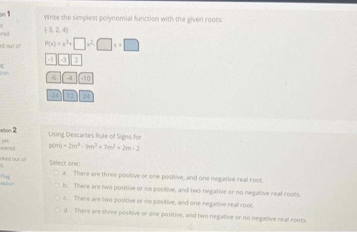 Solved Write the simplest polynomial function with the given | Chegg.com