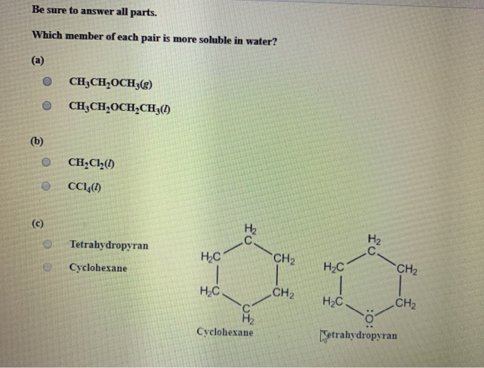 Solved Be sure to answer all parts. Which member of each | Chegg.com