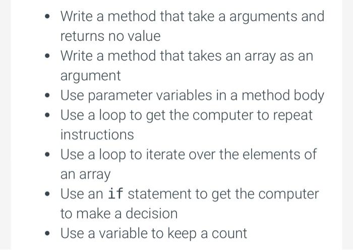 - Write a method that take a arguments and returns no | Chegg.com