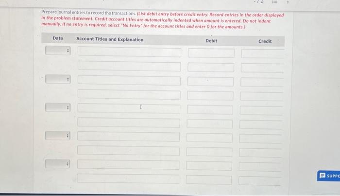 Solved Prepare journal entries to record the 2026 | Chegg.com