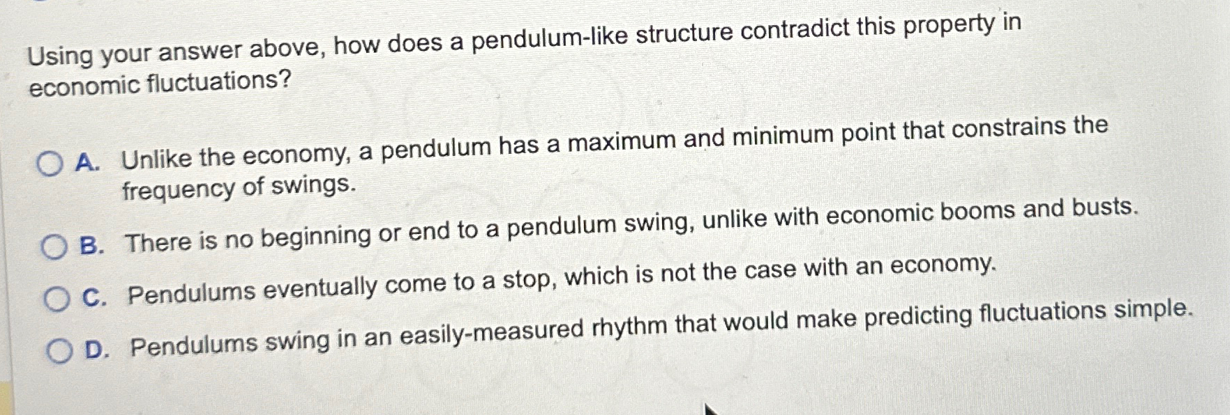 Solved Using your answer above, how does a pendulum-like | Chegg.com