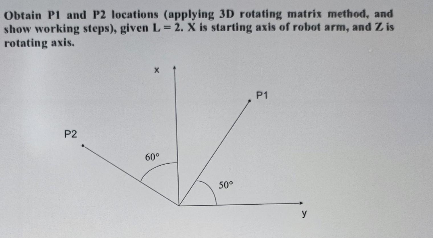 Solved Obtain P1 and P2 locations (applying 3D rotating | Chegg.com