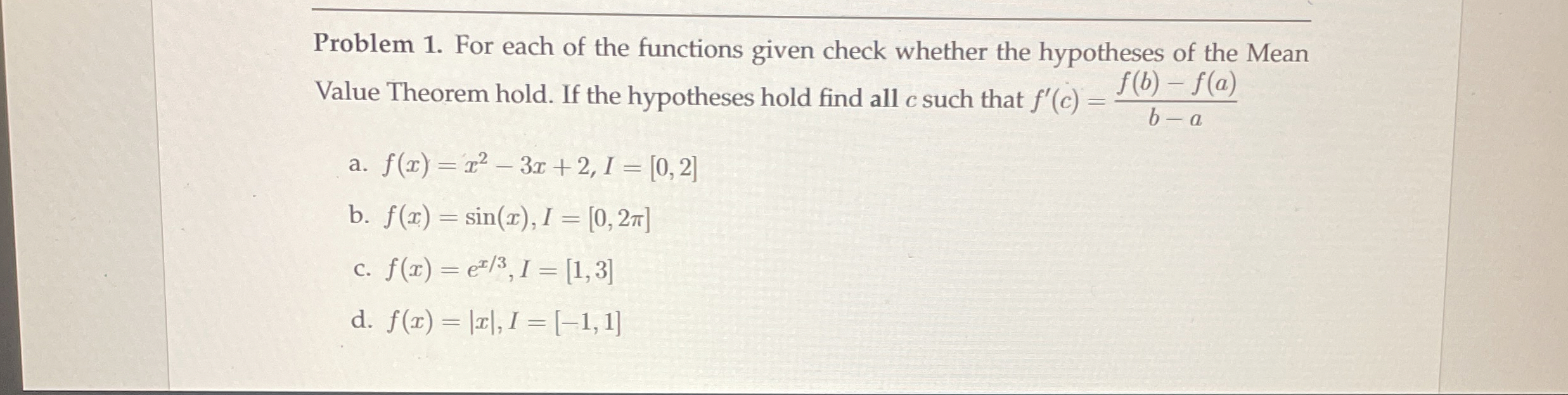 Solved Problem 1. ﻿For each of the functions given check | Chegg.com