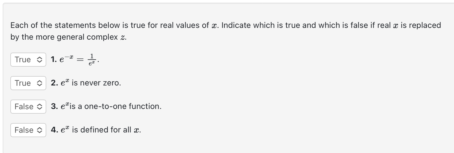 Solved Each of the statements below is true for real values | Chegg.com